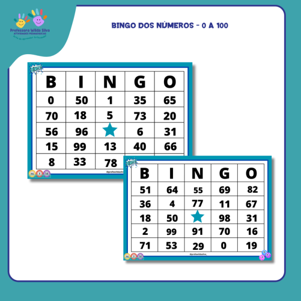 Bingo dos Números – 0 a 100 - Profe Wilda Silva